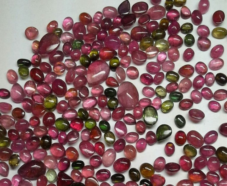 Multi Tourmaline Cabochons, faceted in calibration and faceted